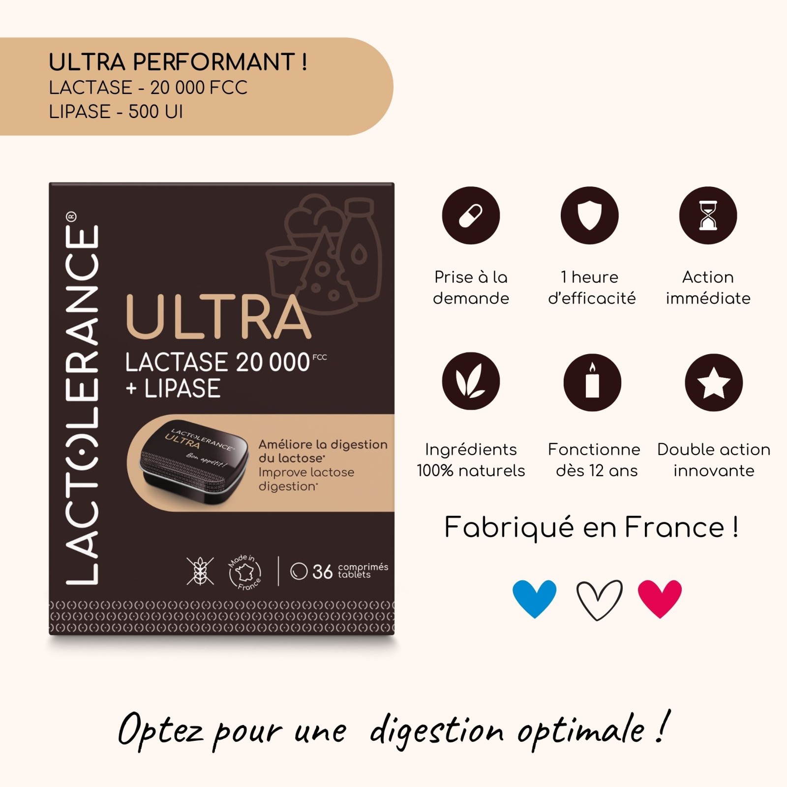 LACTOLERANCE ULTRA - Lactase 20,000 FCC and Lipase 500 IU Enzymes